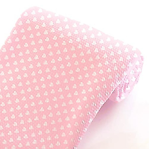 Light Pink White Hearts Liverpool Bullet Fabric Textured Knit Jersey 4 Way Stretch - 6 Inch Strip
