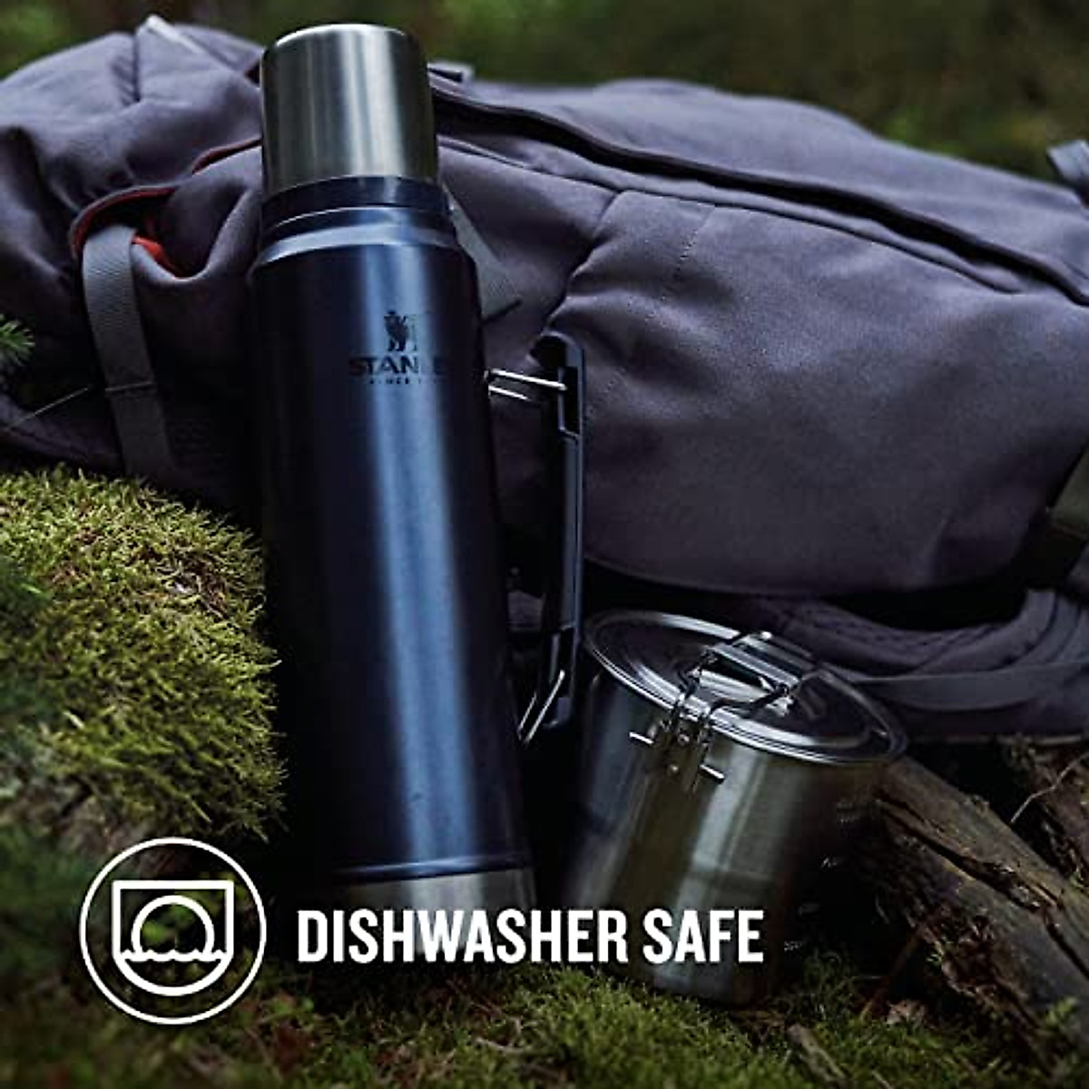 Stanley Classic Legendary Bottle BPA Stainless Steel Thermos - Keeps Cold or Hot for 24 Hours Leakproof Lid Doubles as Cup-Dishwasher Safe, Nightfall, 1.0 L