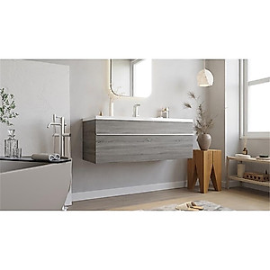 Cutler Kitchen and Bath Arlie 42 inch Wall Mounted Bathroom Vanity with Sink, Cultured Marble Top - Bathroom Sink Vanity with Multiple Soft Close Storage Drawers, Dorato