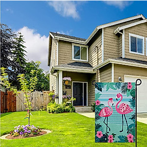 Summer Garden Flag Flamingo Welcome 12.5 x 18 Inch Vertical Double Sided Yard Outdoor Decoration