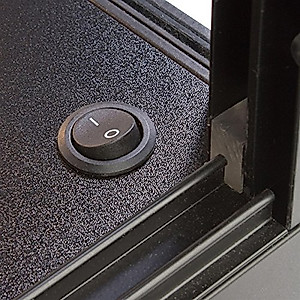 Displays2go 60 Inch Glass Showcase, Hidden Storage, LED Lights, Lockable Sliding Door - Black (IAPHV60LED)