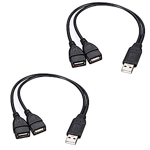 USB Splitter,USB Charger Cable,USB A 2.0 Male to Dual USB Female Jack Y Splitter Charging Cable for Laptop/Car/Data Transmission/Charging Etc. (2 Pack)
