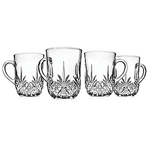 Godinger Coffee Mugs, Glass Coffee Mug Cups Set - Dublin Collection, Set of 4