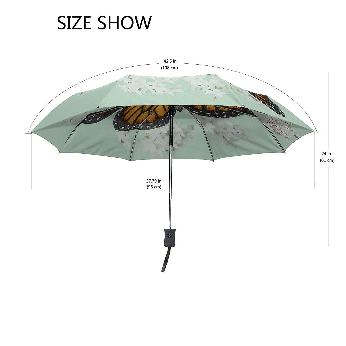 Compact Travel Umbrella Monarch Butterfly Illustration Drawn In Pen With Digital Color Sun & Rain Auto Open Close Protable Windproof Folding Umbrellas