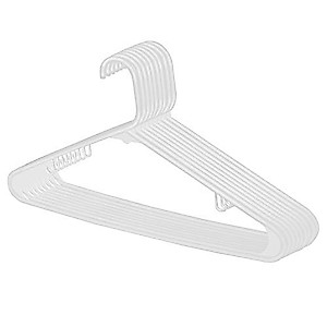 ZENY 100-Pack White Plastic Hangers for Clothes Space Saving Clothing Hangers, Long Lasting Clothes Hangers