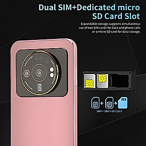 Heayzoki M12S Unlocked Cellphone, Ultra 6.5 Inch Smartphone WiFi 5G Network 6GB 256GB Memory Cell Phone Mobile Phone Rose