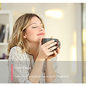 ALEXTINA 3Pcs Spinner Ring Anxiety Ring for Women Fidget Rings - 6mm Sandblast Glitter Finish Stainless Steel Rings for Anxiety Stress Relief, Size 9