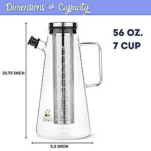 BTaT- Cold Brew Coffee Maker, Iced Coffee Maker, 2 Liter (2 Quart, 64 oz), Iced Tea Maker, Cold Brew Maker, Tea Pitcher, Coffee Accessories, Iced Tea Pitcher, Cold Brew System, Cold Brew Pitcher