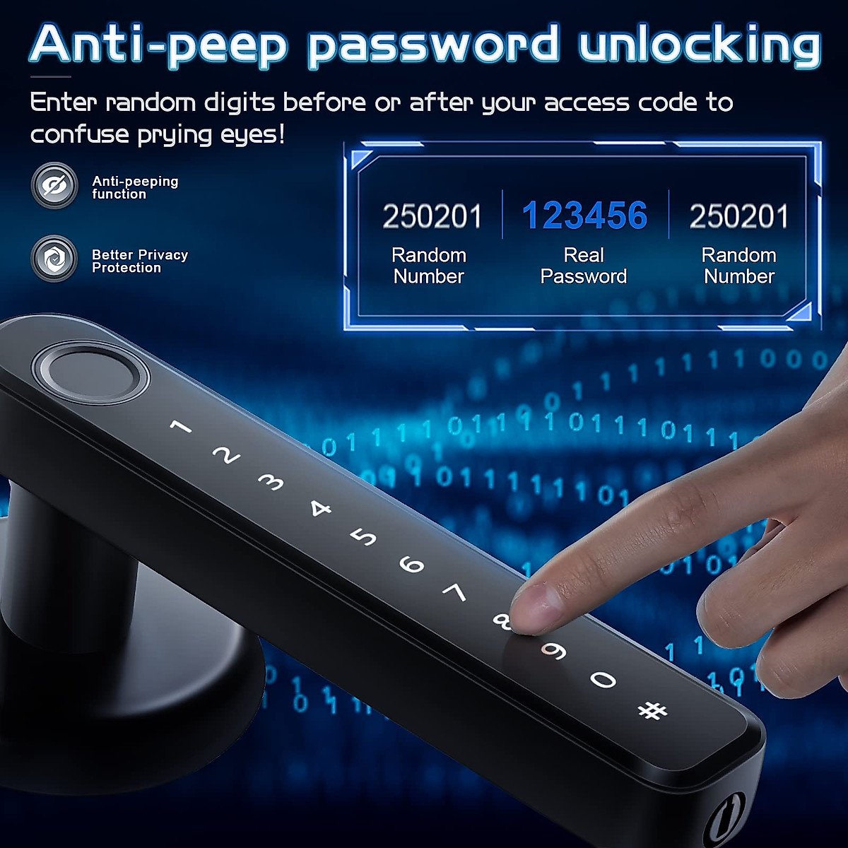 Fingerprint Smart Door Lock with App Code Backup Key Fingerprint Smart Door Knob Keyless Entry Door Lock with Handle for Home Hotel Office Apartment Bedroom Silver