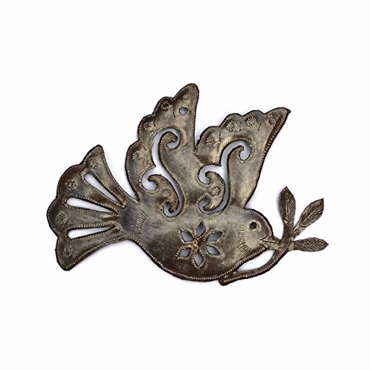 It's Cactus Home Decor Bird, Set of 2 Dove of Peace with Olive Branch, Wall Hanging Plaques, Cute Metal Garden Art 5.5 x 8 Inches, Handmade in Haiti