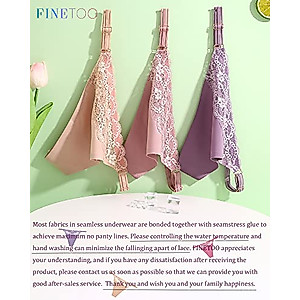 FINETOO 6 Pack Adjustable G String Thongs for Women Seamless Underwear High Cut Lace Trim Thong Womens Panties Sexy S-XL