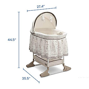 Delta Children Rocking Bedside Bassinet - Portable Crib with Lights Sounds and Vibrations, Play Time Jungle