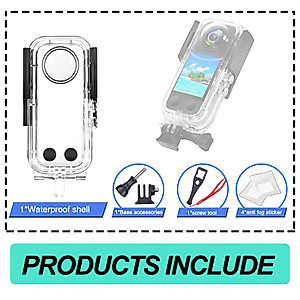 Waterproof Case for Insta 360 one X3 Action Camera, Underwater Diving Protective Housing 40M with Bracket Accessories