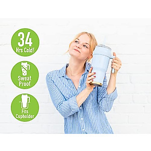 REDUCE 40 oz Tumbler with Handle and Straw, Stainless Steel with Sip-It-Your-Way Lid - Keeps Drinks Cold up to 34 Hours - Sweat Proof, Dishwasher Safe, BPA Free - Glacier, Opaque Gloss Mug