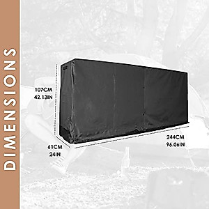 Gardeny Firewood Rack Cover 8 Feet, Waterproof Log Rack 600D Oxford Fabric Cover, Heavy Duty Wood Rack Covering, All Weather Protection, Wood Holder Cover Woodpile Shelter, For Indoor & Outdoor Black