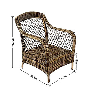 N&V Outdoor Chairs Set Bistro Set 3 Pieces Patio Conversation Set Furniture Set for Balcony Rattan Chairs and Table with Cushions Beige Red Green (RED)