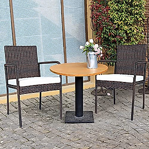Tangkula 4-Piece Patio Rattan Dining Chairs, Patiojoy Outdoor Wicker Dining Chairs with Padded Sponge Cushion, High Back Curved Armrests, Ideal for Garden Poolside Lawn Backyard (Brown)