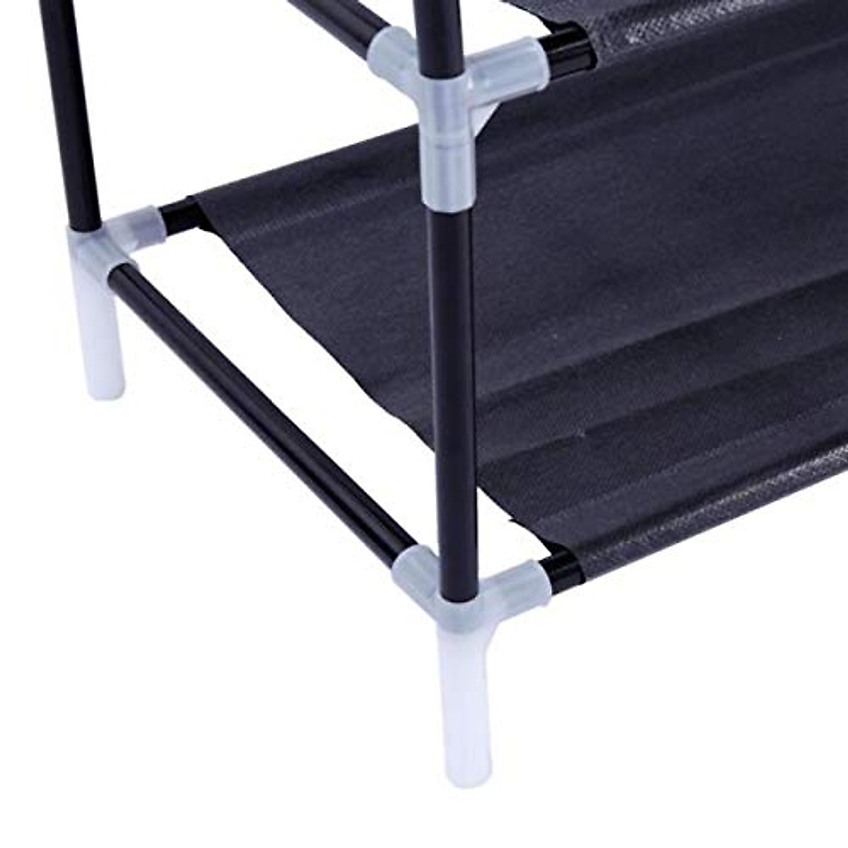 SoSo-BanTian1989 Black 5-Tiers Metal Tube Shoe Rack, 25 Pairs Non-Woven Fabric Shoe Storage Organizer Cabinet Tower Shelf