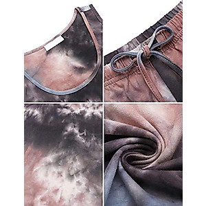 Ekouaer Pajama Short Sets Tie Dye Print Lounge Set Sleeveless Womens Pj Sets Summer Sleepwear Set L