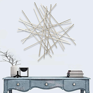 Cheungs Abstract, silver bar and panel wall décor piece (5369SV)