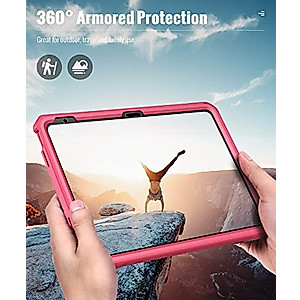 MoKo Case for iPad 10th Generation 10.9 inch 2022, Shockproof Dual Layer Full Body Cover with Kickstand for Kids and Built-in Screen Protector for iPad 10th Gen 2022, Support Touch ID, Watermelon Red