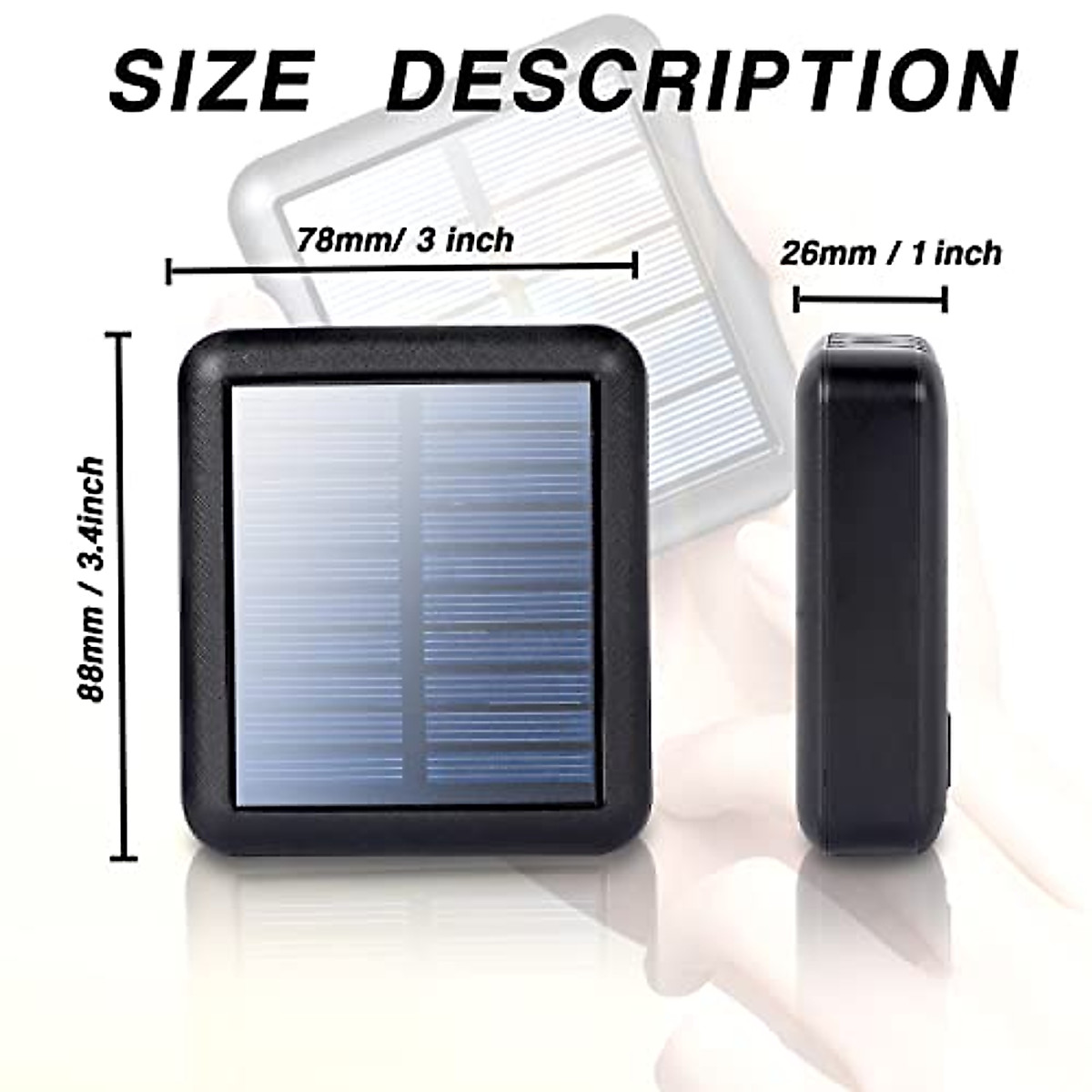 Ruirtarci Small Black Solar Bank,12000mAh Solar Power Bank with Built in 4 Cables,USB C Input/Output,Battery Portable Charger Power Bank for iPhone,Tablet,Samsung,Airpods