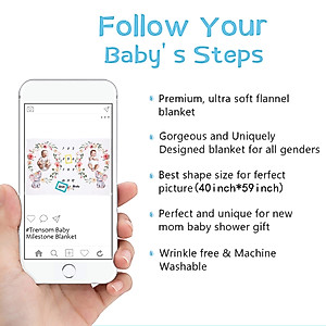 Twin Elephant Milestone Blanket Soft Premium Flannel Fleece Baby Monthly Milestone Blanket Personalized Photography Background Blankets Unisex Twin Gifts