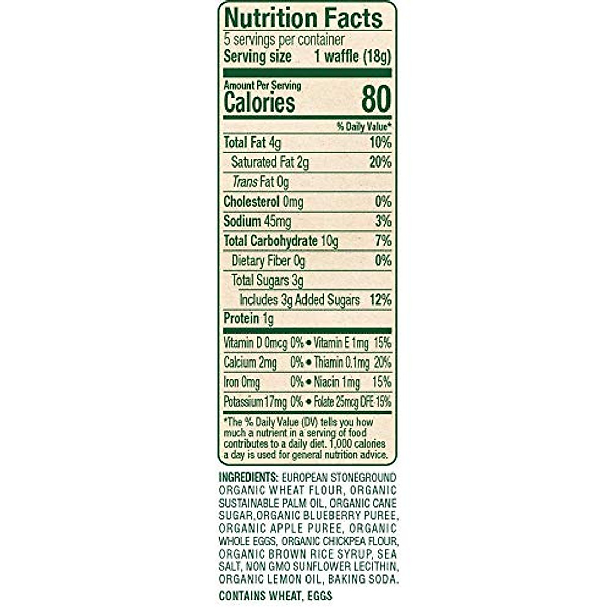 Sprout Organic Baby Food, Stage 4 Toddler Snacks, Blueberry Apple Wafflez, Single Serve Waffles 5 Count(Pack of 10)