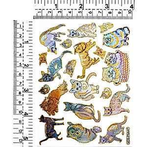 Stickers Glitter Pack 10 Sheets Persian Cat Japan Cute Animal Cartoon Stickers Art Decal Label Craft DIY Decoration Scrapbook Book Album Diary Card Birthday for Kid and Adult (01)