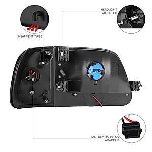 VIPMOTOZ Chrome Housing Smoke Lens LED Strip DRL Headlight & Turn Signal Corner Lamp For 1997-2003 Ford F150 Expedition, Driver & Passenger Side