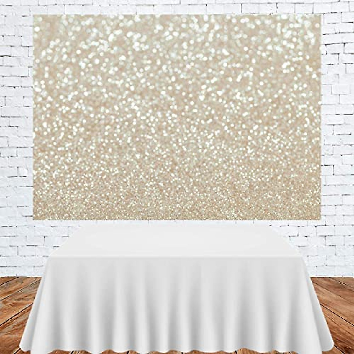 White Gold Abstract Photography Backdrop Golden Spots Shinning（Not Glitter Background Weeding Baby Shower Newborn Baby Portrait Photo Studio Props White Gold Christmas Abstract Bokeh Background 7x5ft