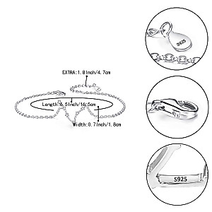 BriLove 925 Sterling Silver Bracelet -"Pisces" Constellation Zodiac 12 Horoscope Astrology Women CZ Link Bracelet Clear April Birthstone