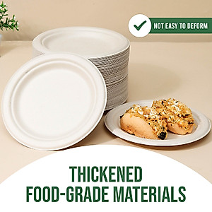 TaidMiao 7 Inch Paper Plates 100 Pack - 100% Compostable Disposable Plates, Heavy Duty Dessert Plates, Biodegradable Sugarcane Plates for Party (Microwavable, Oil/Water Proof, Eco-Friendly, Brown)