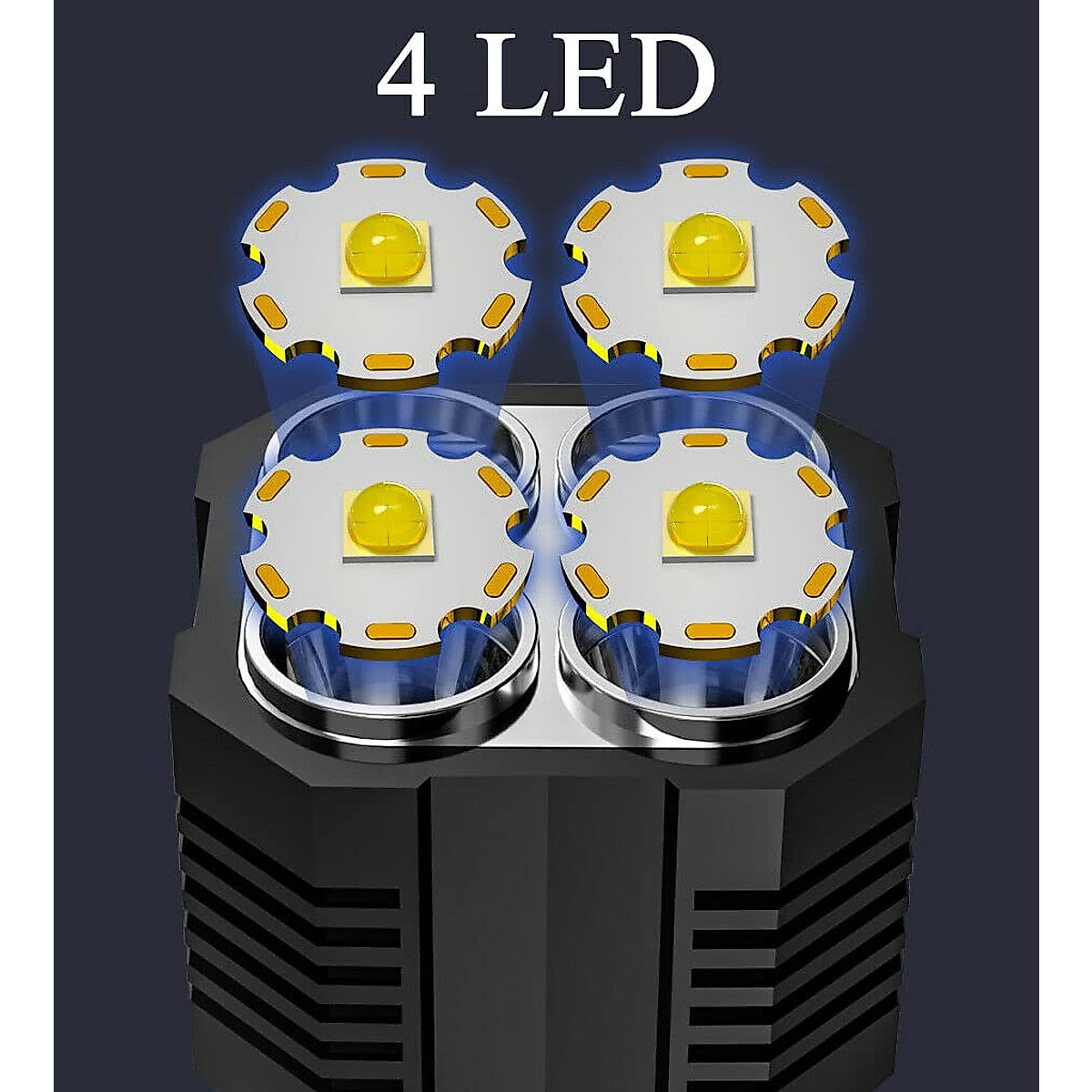 Wrrozz LED Flashlight USB Rechargeable, High Lumens Tactical Light with Sidelight, 4X LED, Zoomable, Handheld Super Brightest Flashlights, Portable Torch for Outdoor Camping Emergency Lantern