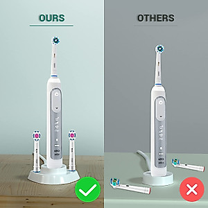 SoulBay Toothbrush Charger Model 3757 Replacement for Braun Oral B Electric Toothbrushes Series Pro D OC IPX7 Waterproof Charger Base Inductive Power Cord with 2 Brush Head Holders, White