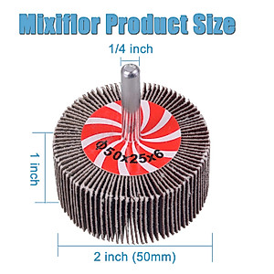 20 Pack Abrasive Flap Wheel Sander Set, Mixflor 2”X 1” X1/4” Shank Flap Wheels–5 Pcs of Each 60 80 120 and 240 Grits Aluminum Oxide Flap Wheel Sander for Drill