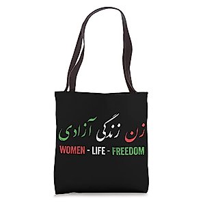 Women Life Freedom, Zan Zendegi Azadi, Flag of Iran, dark Tote Bag