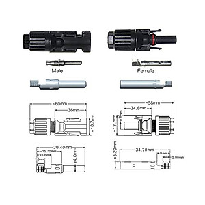 Sunway Solar Panel Cable Connectors 8pairs for Connecting Solar Connector Adapters with Assembly Tool Spanners for Connecting Solar Panels Extension Cable, 10 awg PV Wire,Solar Controller Regulator