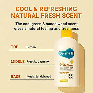 Derma B Everday Sun Block Sunscreen SPF 50+ PA++++ 6.71 Fl Oz, 200ml | Big Size SPF Moisturizer | Facial Body Sunblock | Korean Sunscreen Lotion