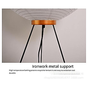 White Paper Floor Lamp,Japanese Lantern Floor Lamp，Handmade Paper Lamp Body Rice Paper Floor Lamp with Chrome Nightstand Desk Lamp for Bedroom Living Room Kid's Office Environmental Soft Light