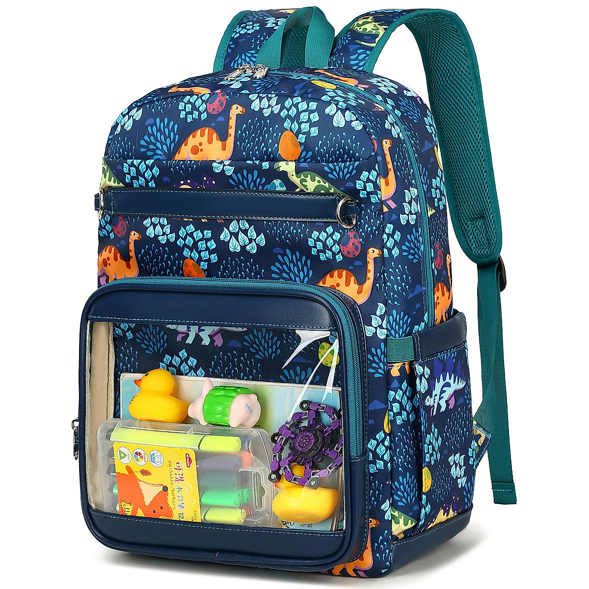 LEDAOU Kids Preschool Backpack Boys Kindergarten BookBag Elementary Waterproof School Bag (Dinosaur Leaf)