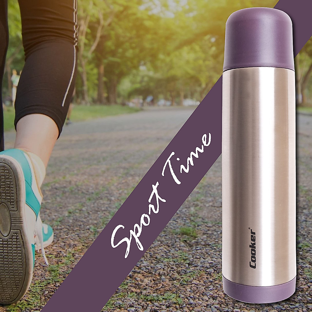 COOKER Double Insulated Thermos, Stainless Steel Thermos for Hot Drinks with Cup, 25 Oz Bpa Free Leakproof Thermos for Tea, Hot & Cold up to 24 Hours