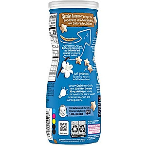Gerber Snacks for Baby Grain & Grow Puffs, Vanilla, Puffed Grain Snack for Crawlers, Non-GMO Baby Snack, Baby-Led Friendly, 1.48-Ounce Canister (Pack of 3)