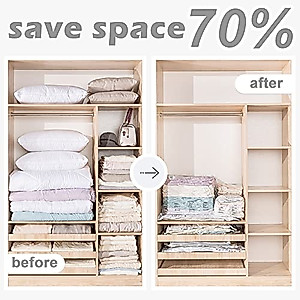 Vacuum Storage Bags No Pump Needed, Vacuum Seal Blanket Storage, Reusable Travel Space Compression Bags for Clothes Pillows Comforters Packing (3 Pack (1 S, 1 M, 1 L))