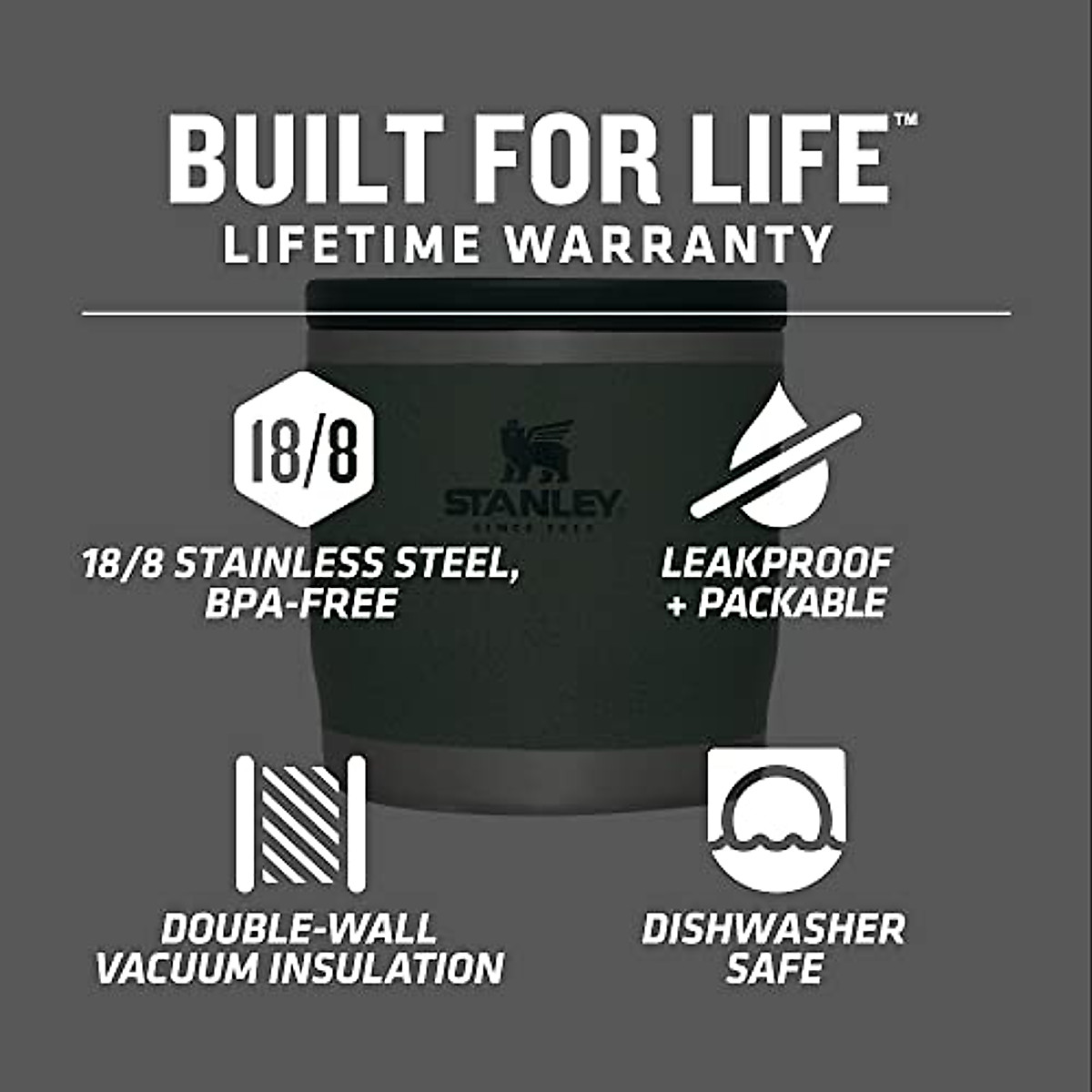 Stanley Adventure To Go Insulated Food Jar - 12oz - Stainless Steel Insulated Food Container with Leak Proof Lid - BPA-Free and Dishwasher Safe