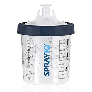 Spray IQ Disposable Paint Spray Gun Cup Set 20oz | 50 Lids & Liners | 1 Hard Cup & Ring | 20 Stoppers - Compatible with Original 1.0 System (not 2.0)
