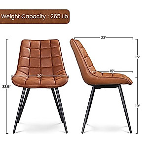 Yaheetech Set of 4 Dining Chairs Modern PU Leather Living Room Chairs with Cushioned Seat Backrest for Kitchen/Lounge Room, Brown