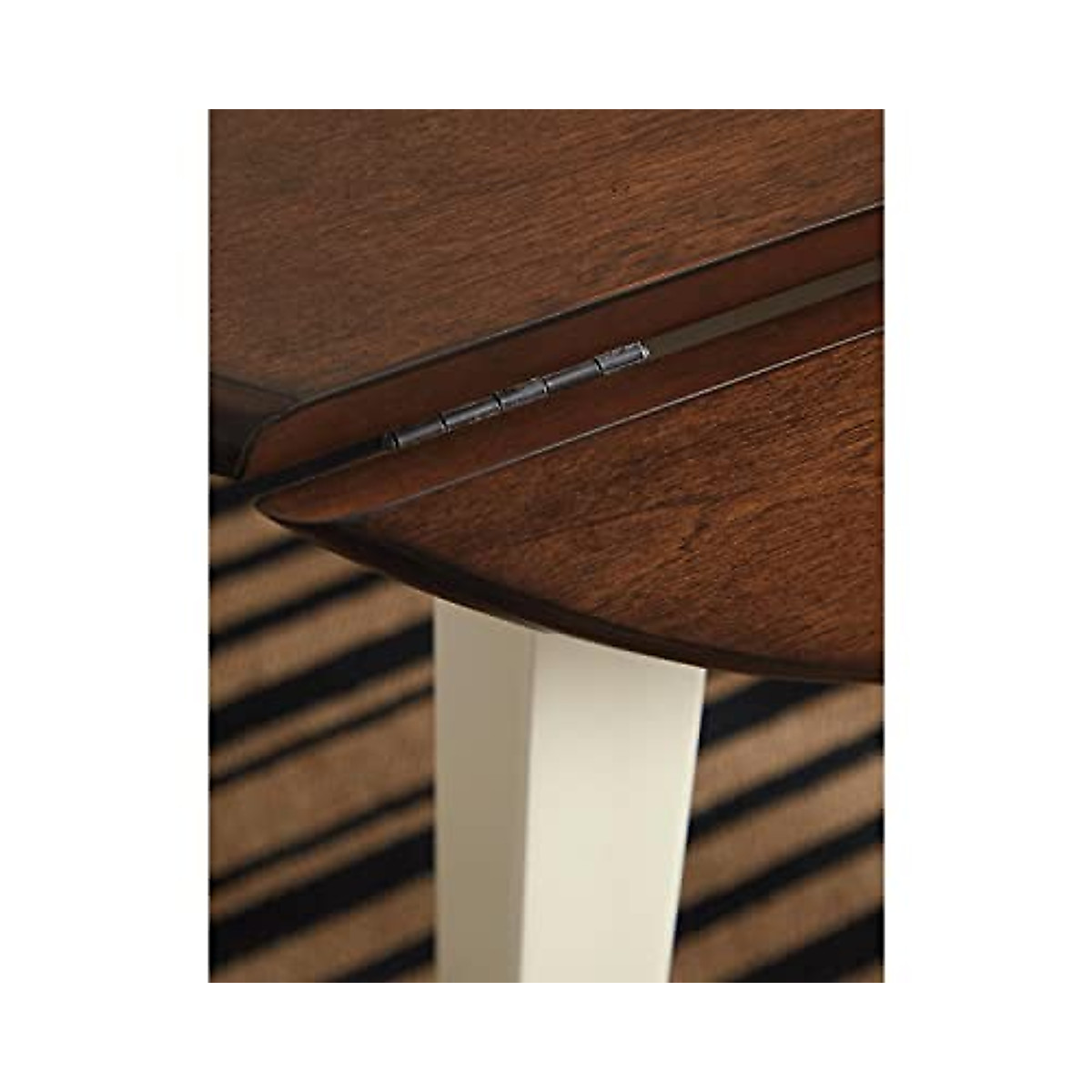 Signature Design by Ashley Woodanville Cottage 40" Round Drop Leaf Dining Table, Cream & Brown