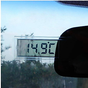 Aisoway Vehicle-Mounted Digital Window Thermometer LCD Celsius Fahrenheit Car Clock