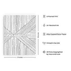 HAUS AND HUES Neutral Wall Art Geometric Wall Art Prints Scandinavian Modern Line Art Wall Decor Mid Century Modern Art Print Abstract for Living Room Modern Lines on Lines (Unframed 16x20)